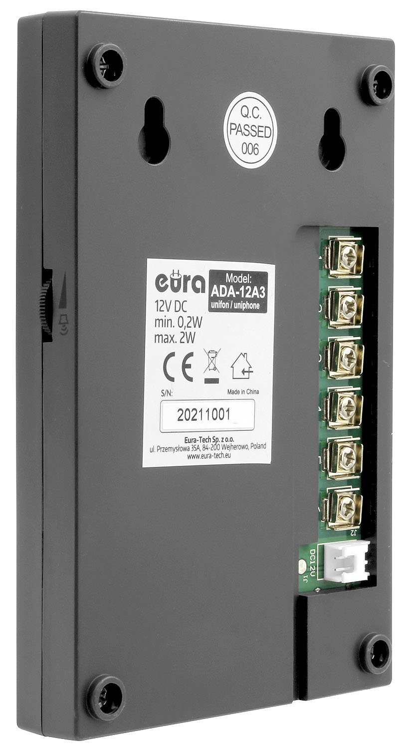 Domofon EURA ADP-51A3 "DIFESA" - grafitowy, jednorodzinny, 2 unifony, interkom :: IVEL.PL