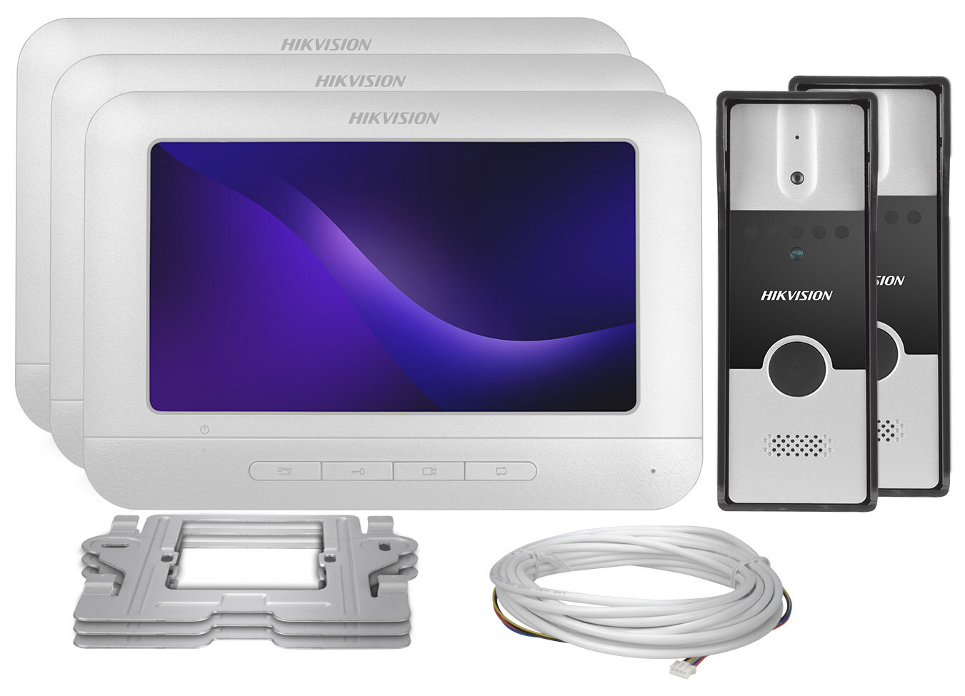 DS-KIS202 Wideodomofon Wideofon - 2 stacje bramowe 3 monitory Hikvision ...