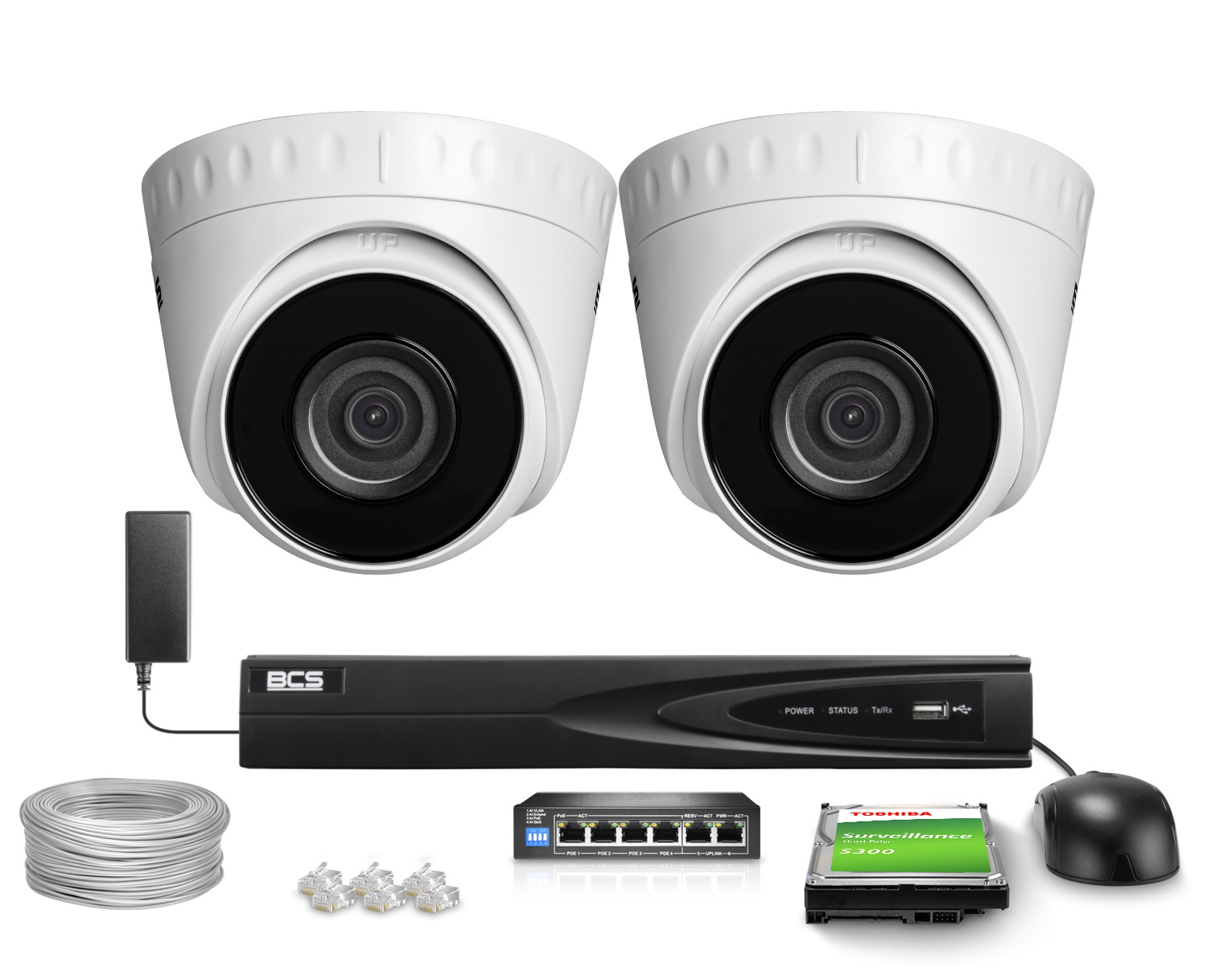 Monitoring IP BCS View 2K 4Mpx 1 1TB H265+ 2x BCS-V-EIP14FWR3 2.8mm IR ...